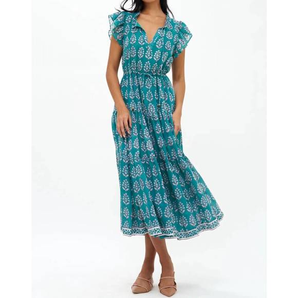 Oliphant | Dresses | New Oliphant Cinched Flirty Midi Dress In Green ...